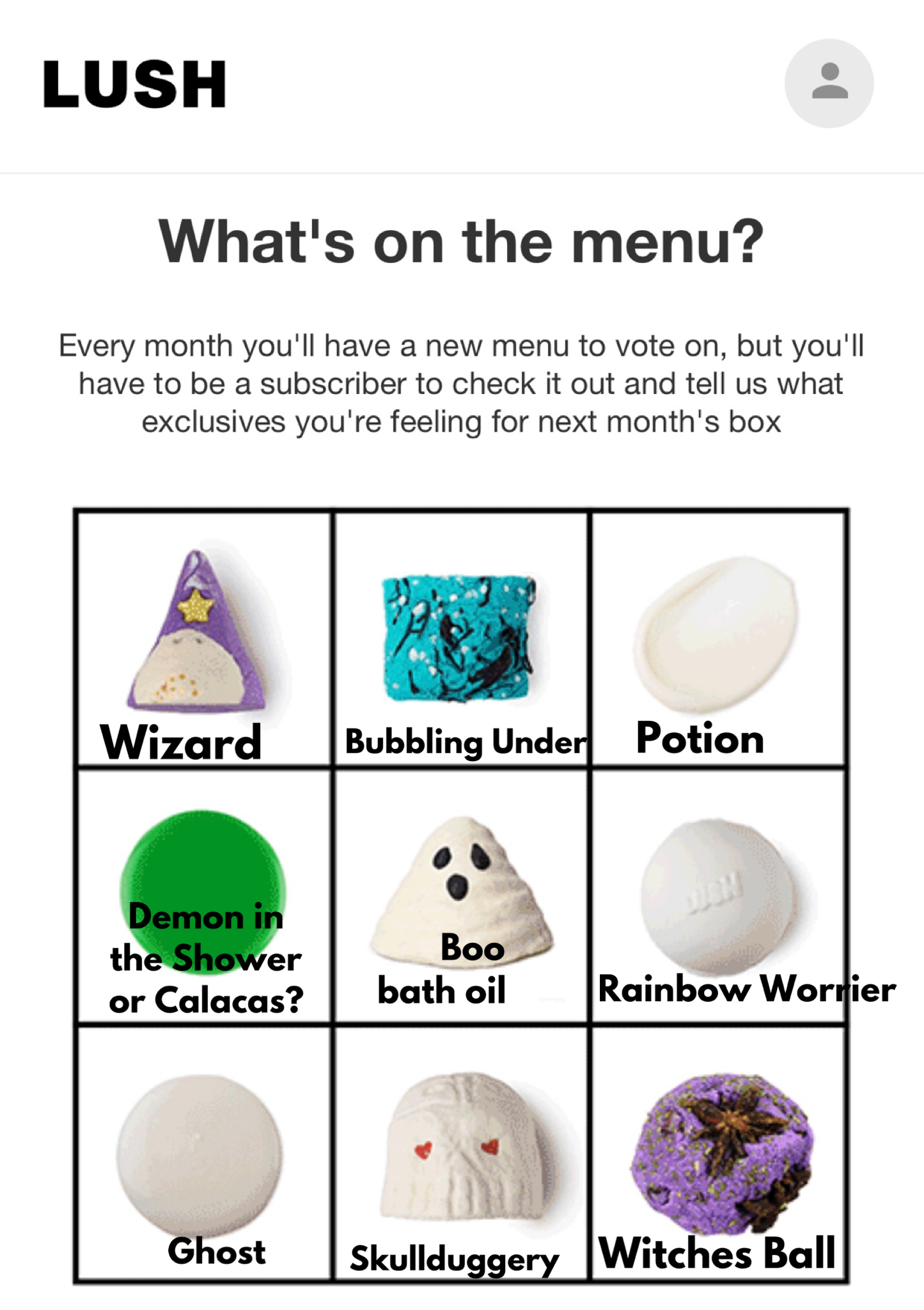 Lush Kitchen Subscription box voting October Halloween 2020 | Lush ...